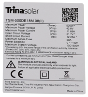 Características de TRINA SOLAR VERTEX 500W TRIPLE-CUT SILVER FRAME TSM ...