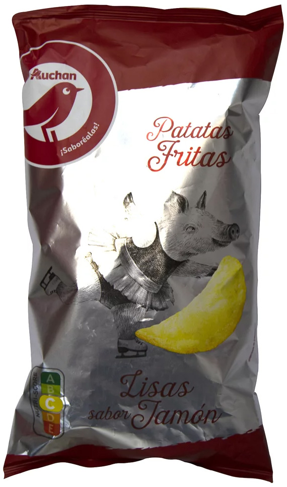 Características de AUCHAN (ALCAMPO) Patatas fritas londuladas sabor jamón