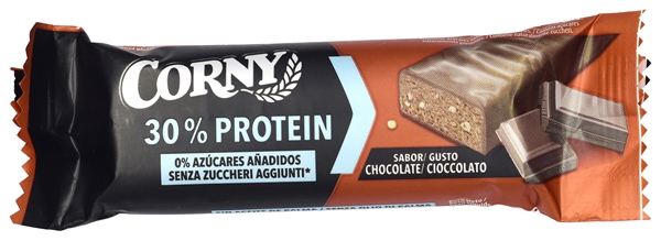 Barrita de proteína CORNY 30% PROTEIN 0% AZÚCARES AÑADIDOS. SABOR CHOCOLATE: todos los detalles