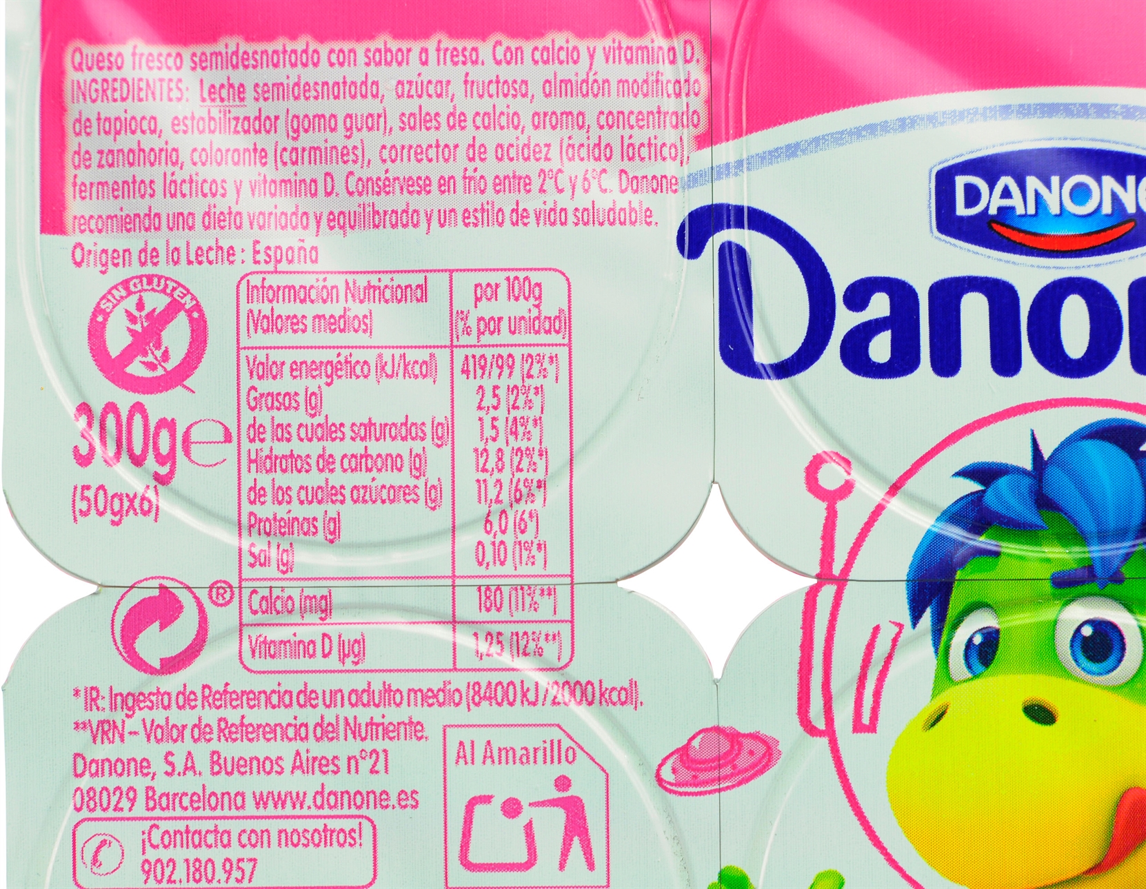Valor nutricional de DANONINO (DANONE) SABOR FRESA. | OCU