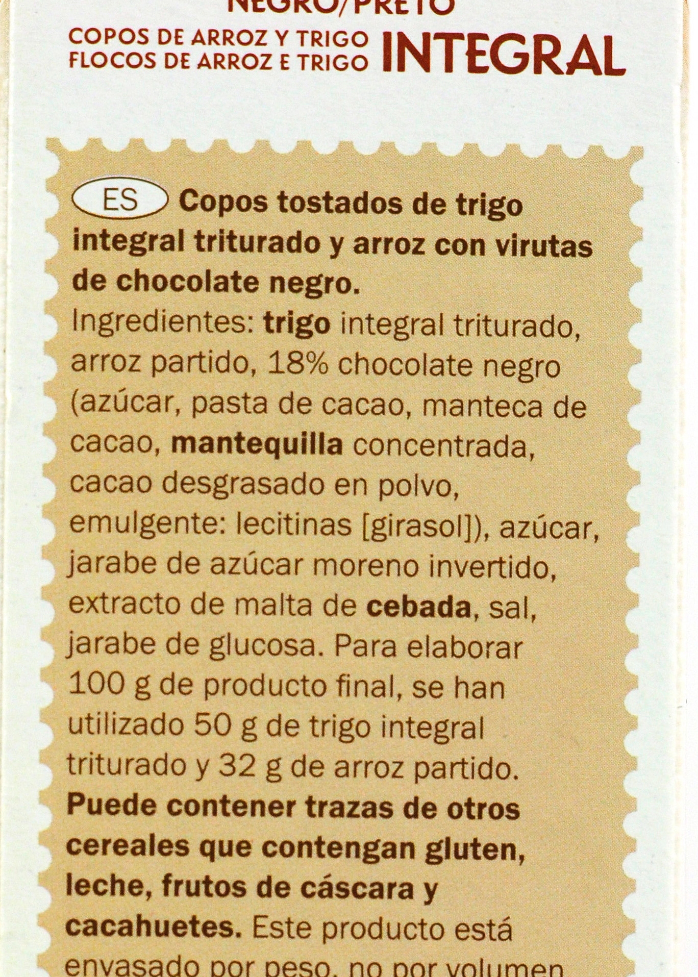 CROWNFIELD (LIDL) SPECIAL FLAKES CHOCOLATE.: valor nutricional